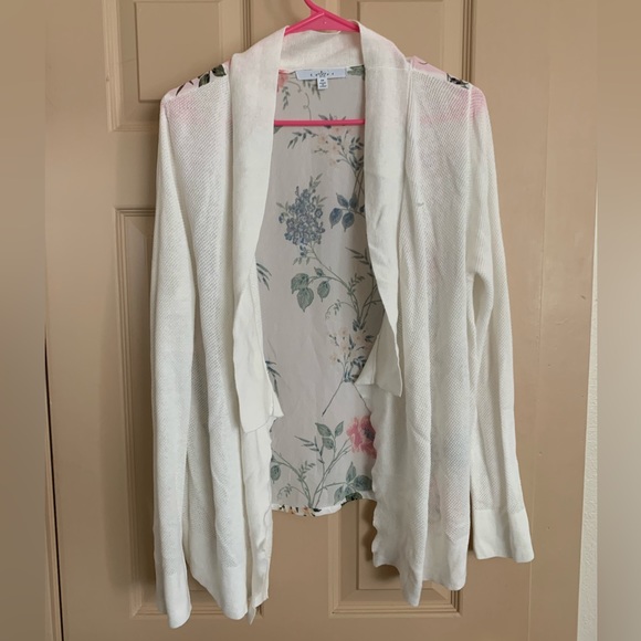 Fever | Tops | 25 Sale Floral White Open Cardigantop | Poshmark